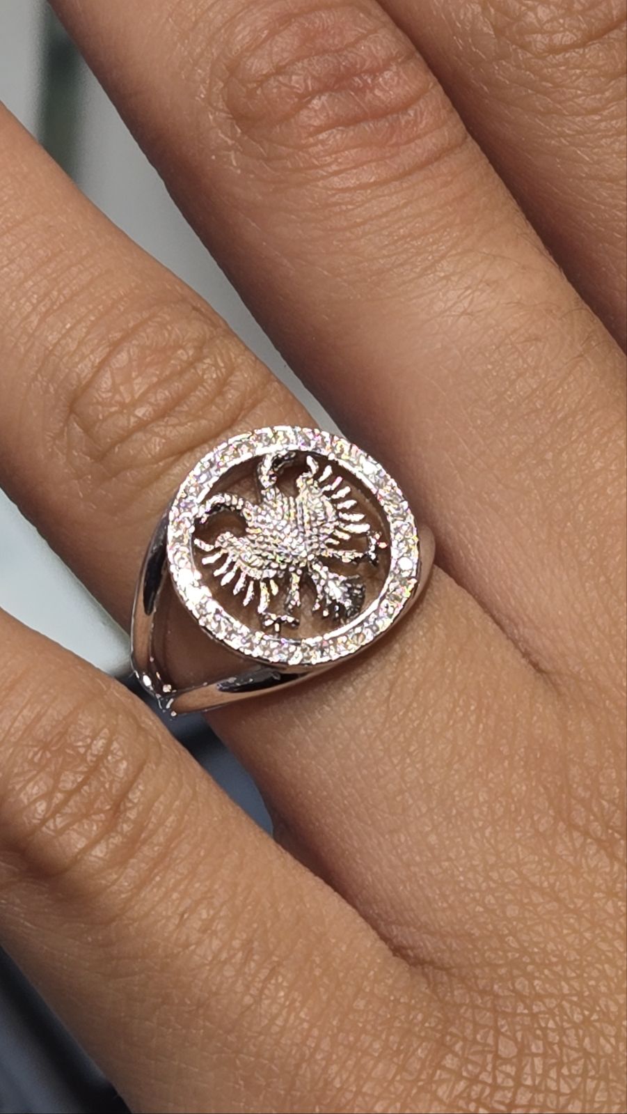 Ladies Albanian Eagle Halo Ring – Tringa Jewelers